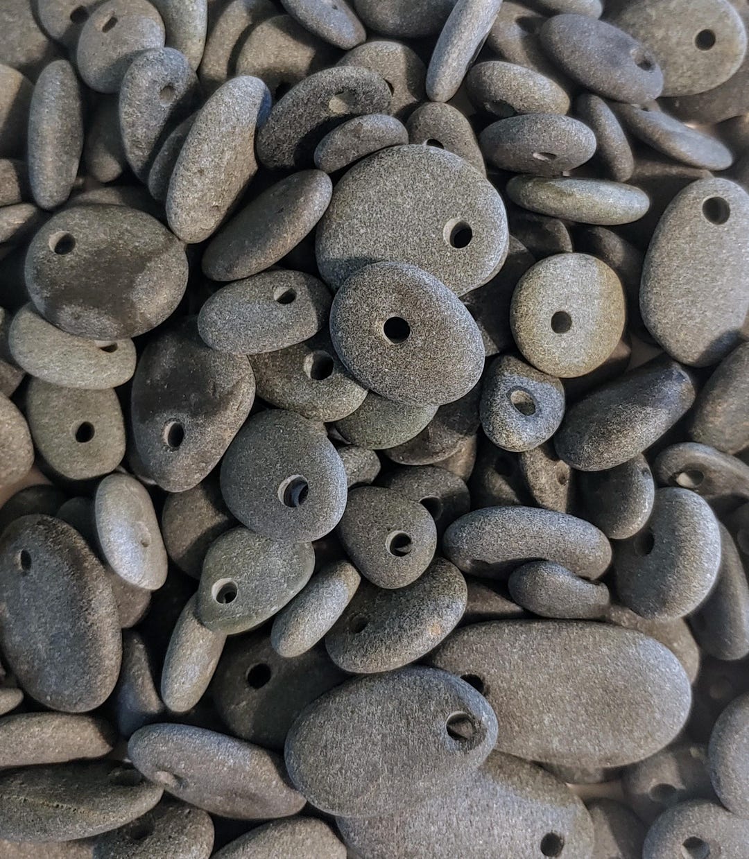 Hand Drilled Small Beach Stone Beads, Natural Rock Spacer Beads ...