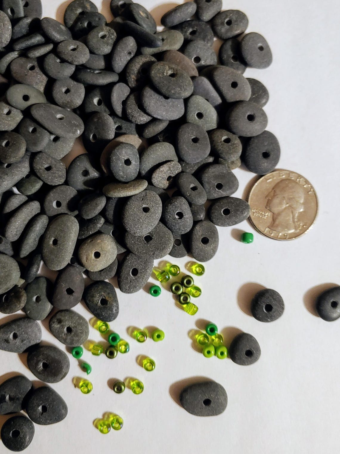 Bulk Set 40 Small Hand Center Drilled Rocks, Rock Beads, Natural Rock ...