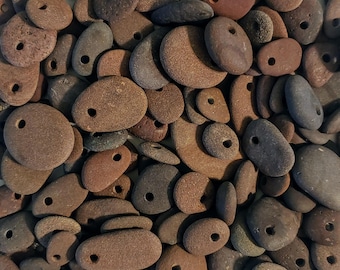 Hand Center Drilled Small Multi Color Beach Stone Beads, Natural Rock ...