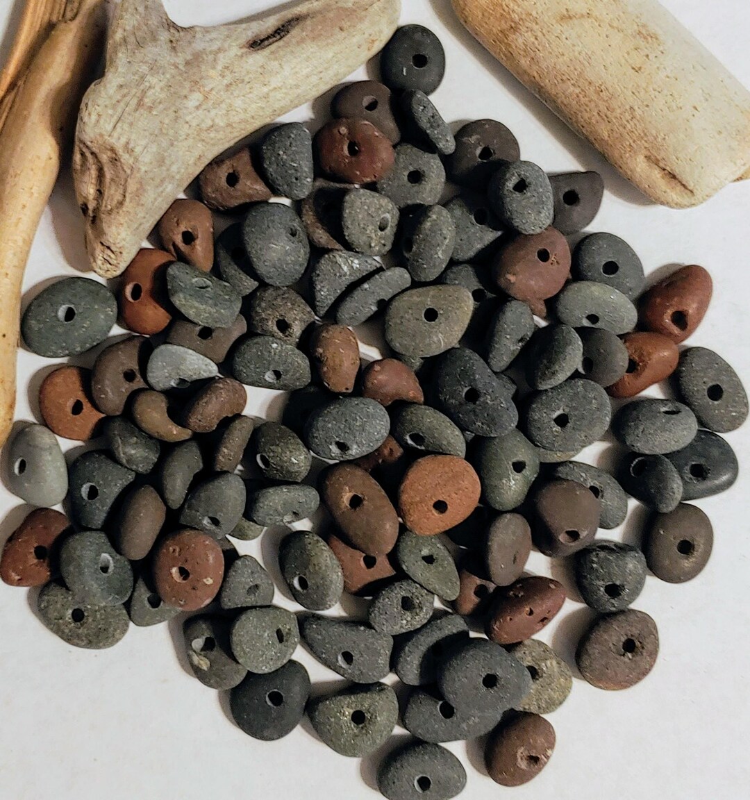 Hand Center Drilled XS Multi Color Beach Stone Beads, Natural Rock ...