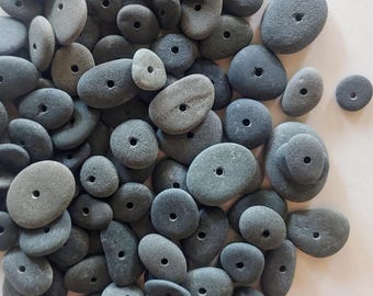 Hand Center Drilled Small Multi Color Beach Stone Beads, Natural Rock ...