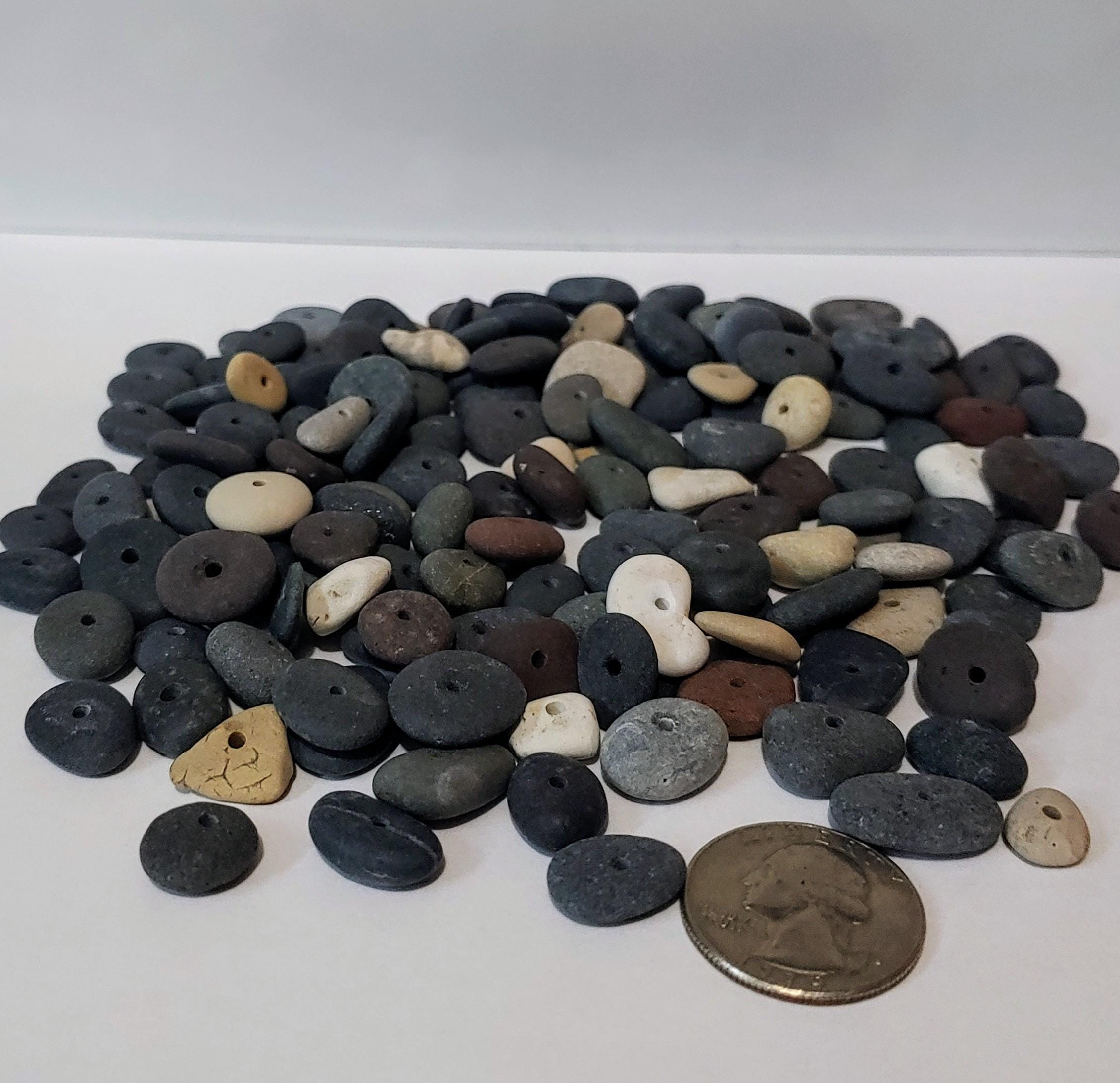 Hand Center Drilled Small Multi Color Beach Stone Beads, Natural Rock ...
