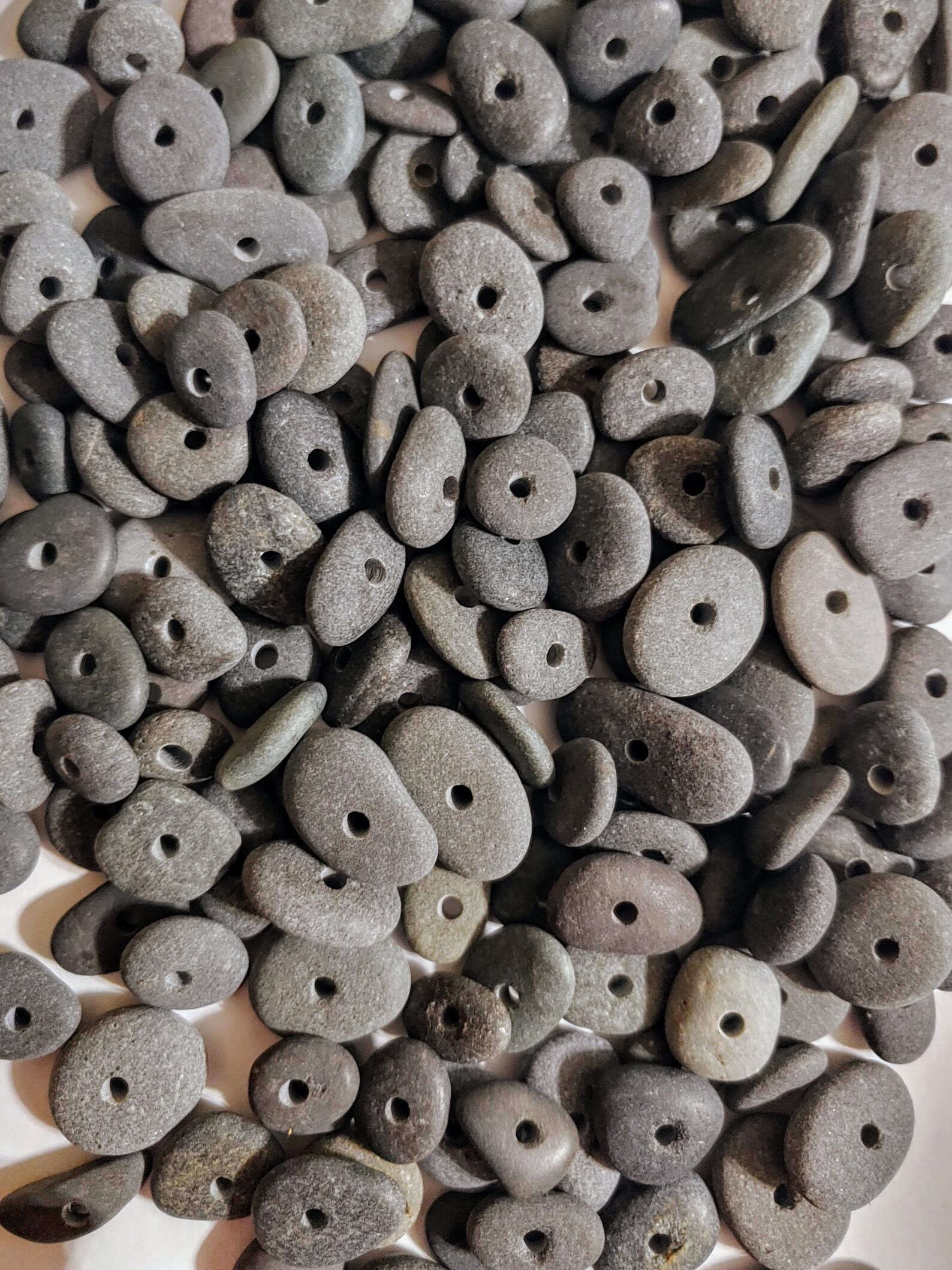 Bulk Set 40 Small Hand Center Drilled Rocks, Rock Beads, Natural Rock ...