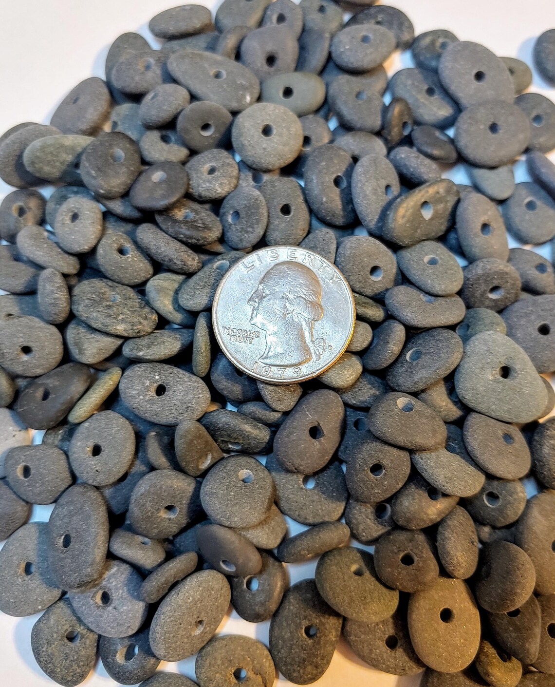 Bulk Set 40 Small Hand Center Drilled Rocks, Rock Beads, Natural Rock ...