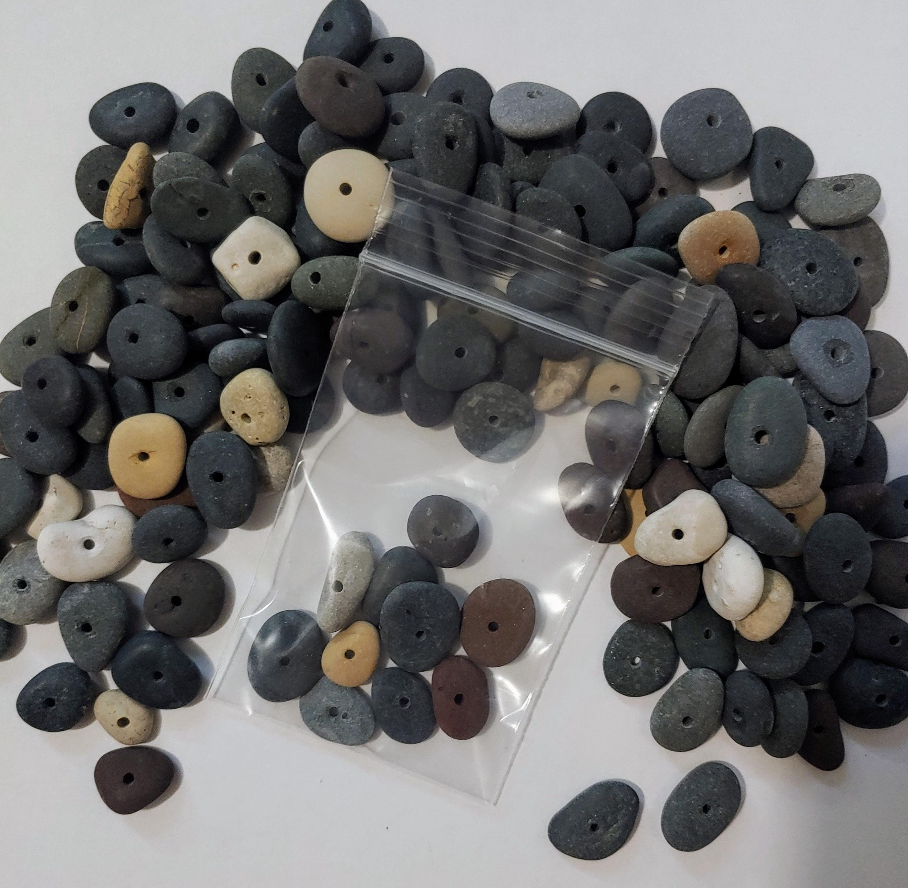 Hand Center Drilled Small Multi Color Beach Stone Beads, Natural Rock ...
