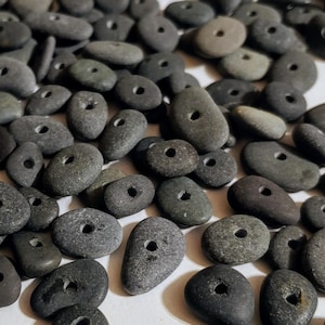 Bulk Set 40 Small Hand Center Drilled Rocks, Rock Beads, Natural Rock ...