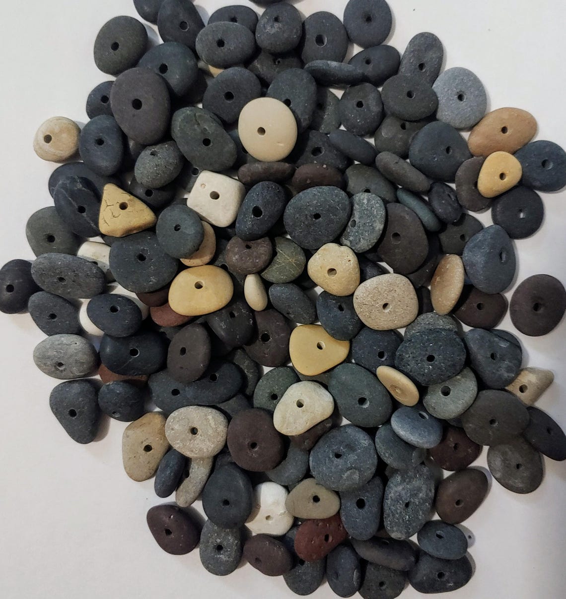 Hand Center Drilled Small Multi Color Beach Stone Beads, Natural Rock ...