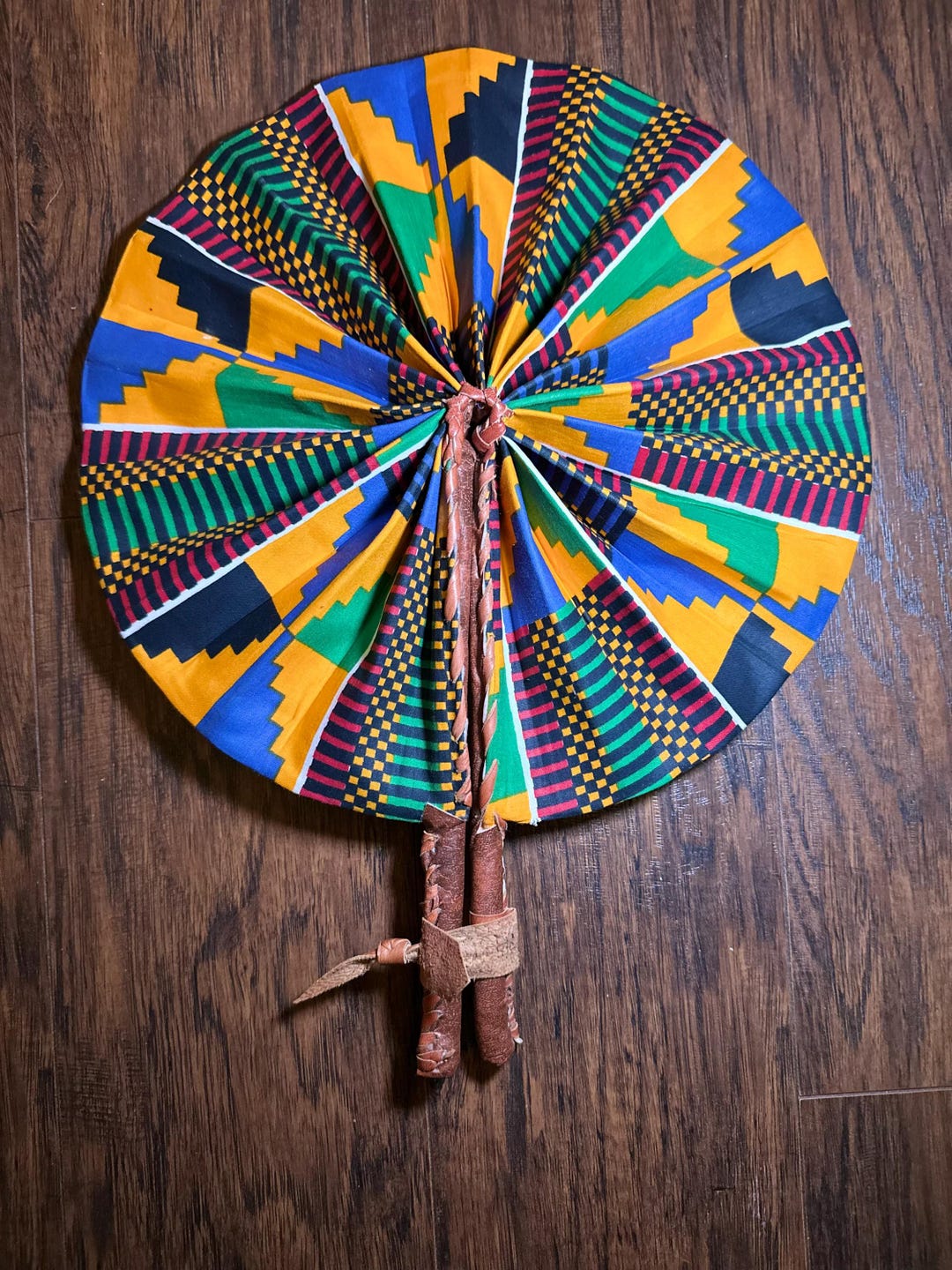 Handmade African Hand Fan With Ankara Fabric – Foldable, Colorful ...