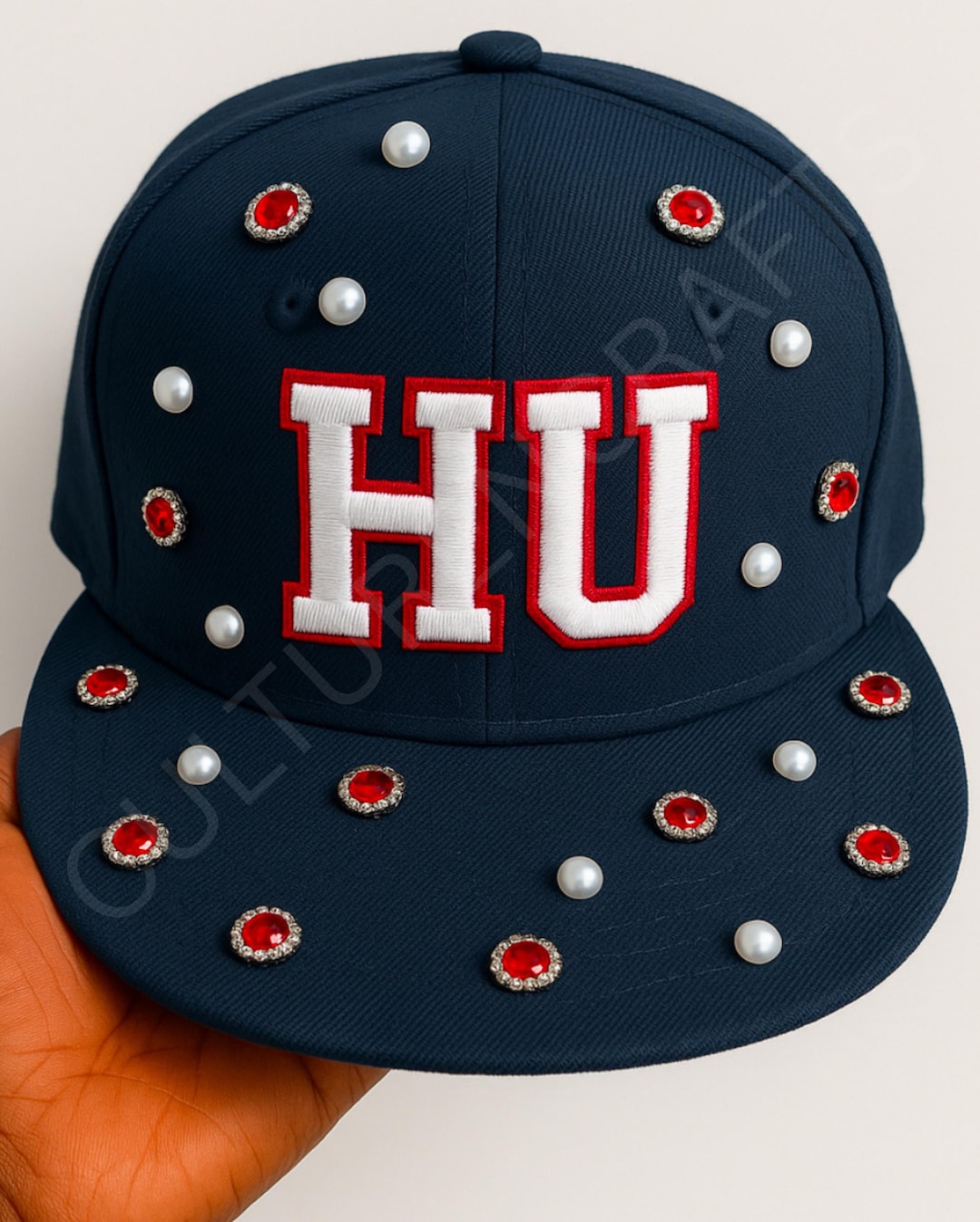Embroidered Howard University Snapback: Pearl & Crystal Embellished ...