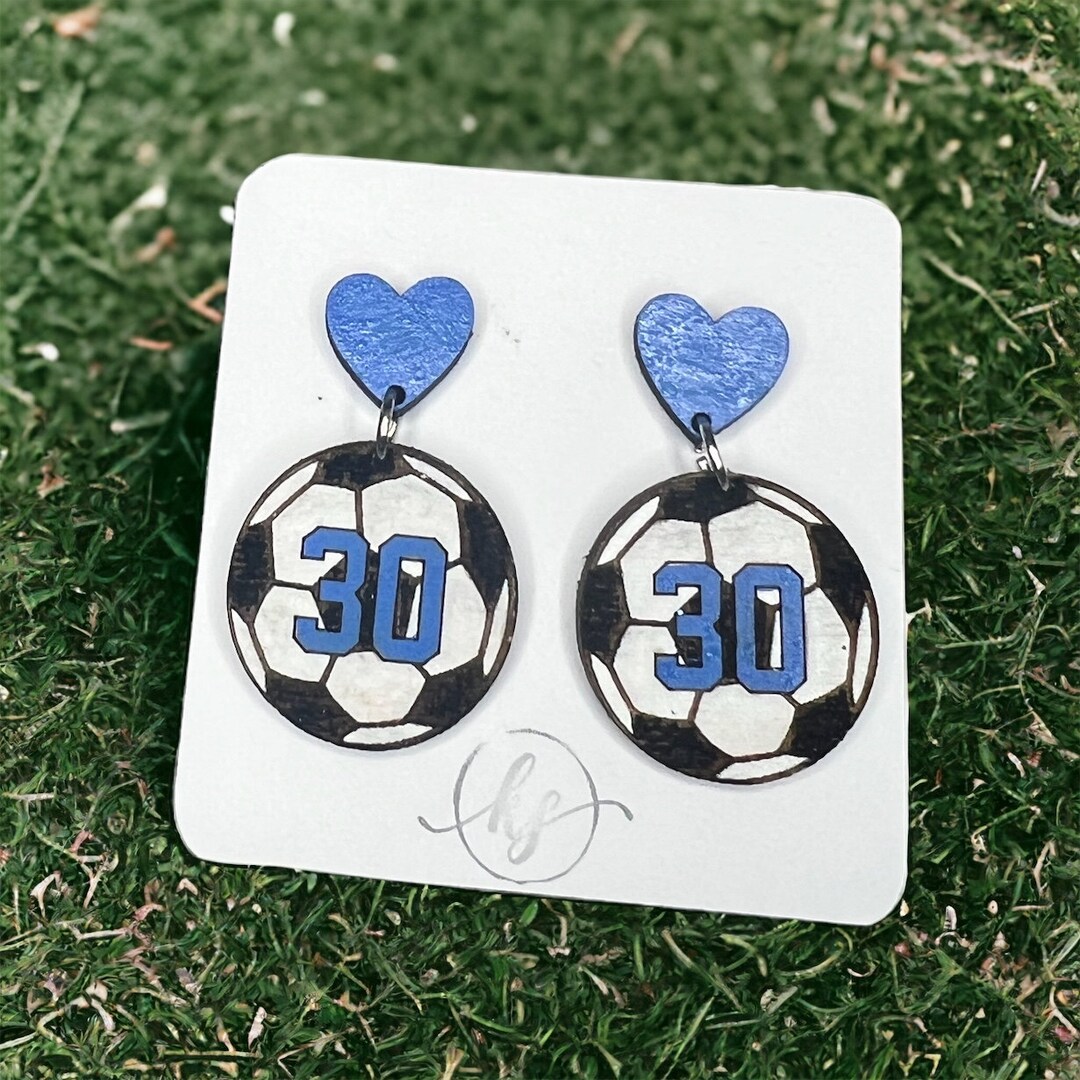 Custom Soccer Earrings, Custom Sport Earrings, Team Earrings, Wooden ...