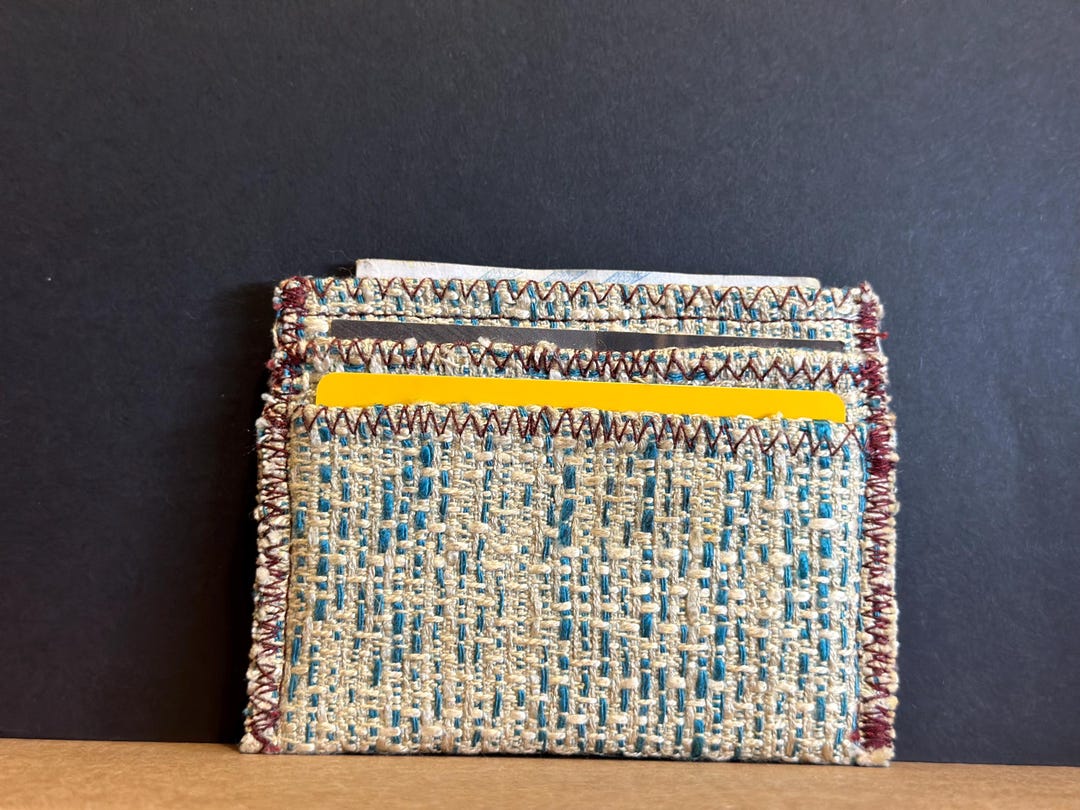 Fabric Credit Card Holder Clothing Linen Small Wallet.upcycled Fabric ...