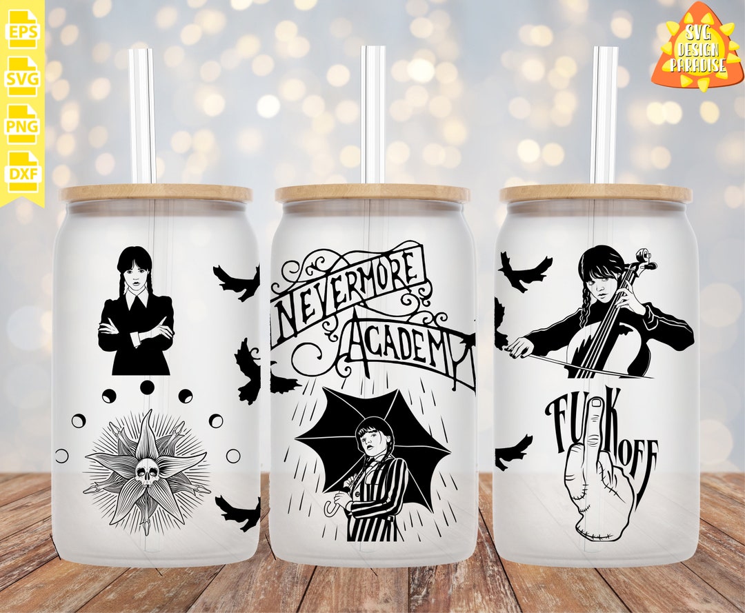 16oz Libbey Glass Frosted Wednesday Addams Libbey Wednesday - Etsy
