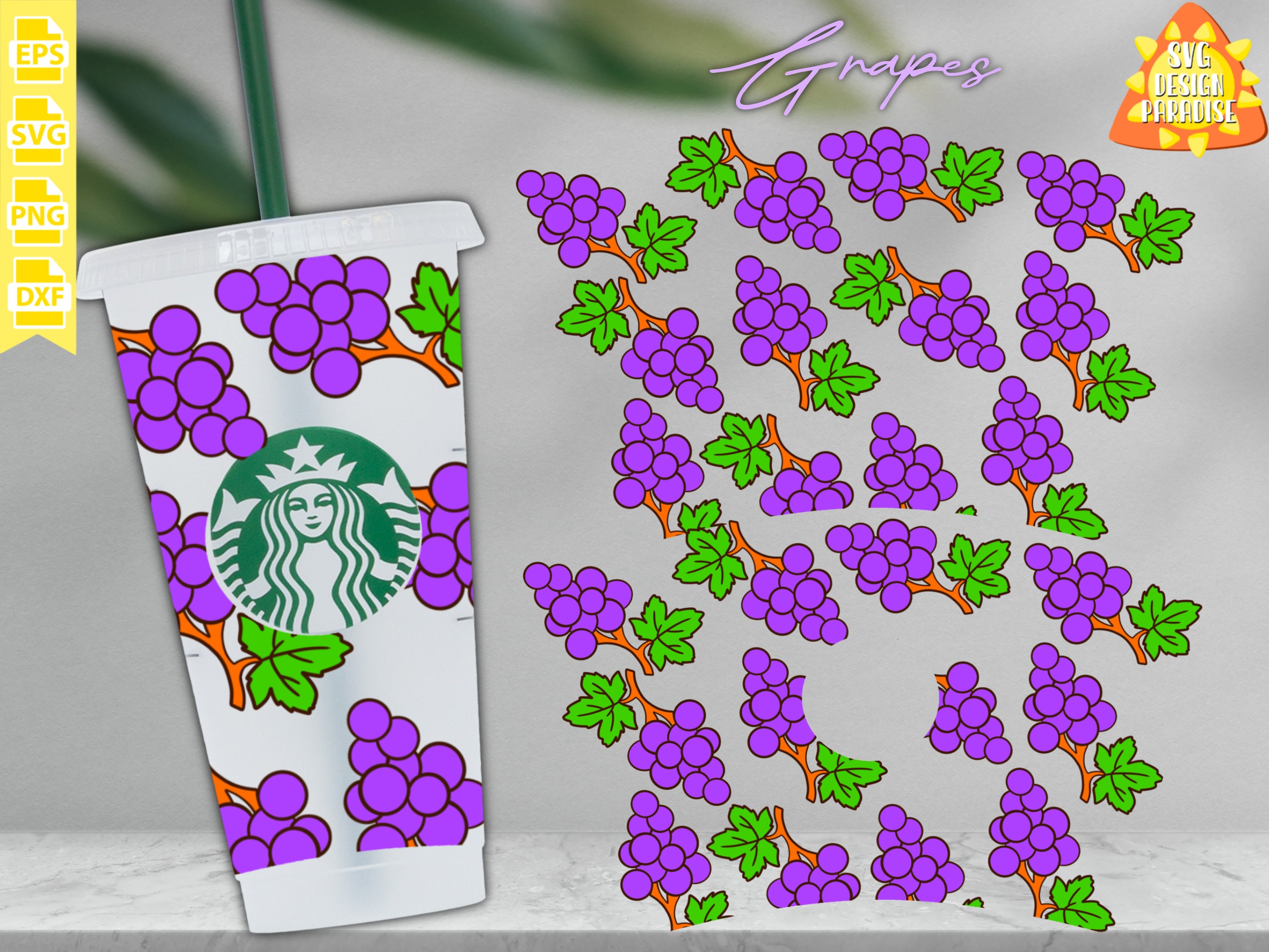 24oz Grapes Venti Cold Cup Svg Fruit Cold Cup Svg Grapes - Etsy