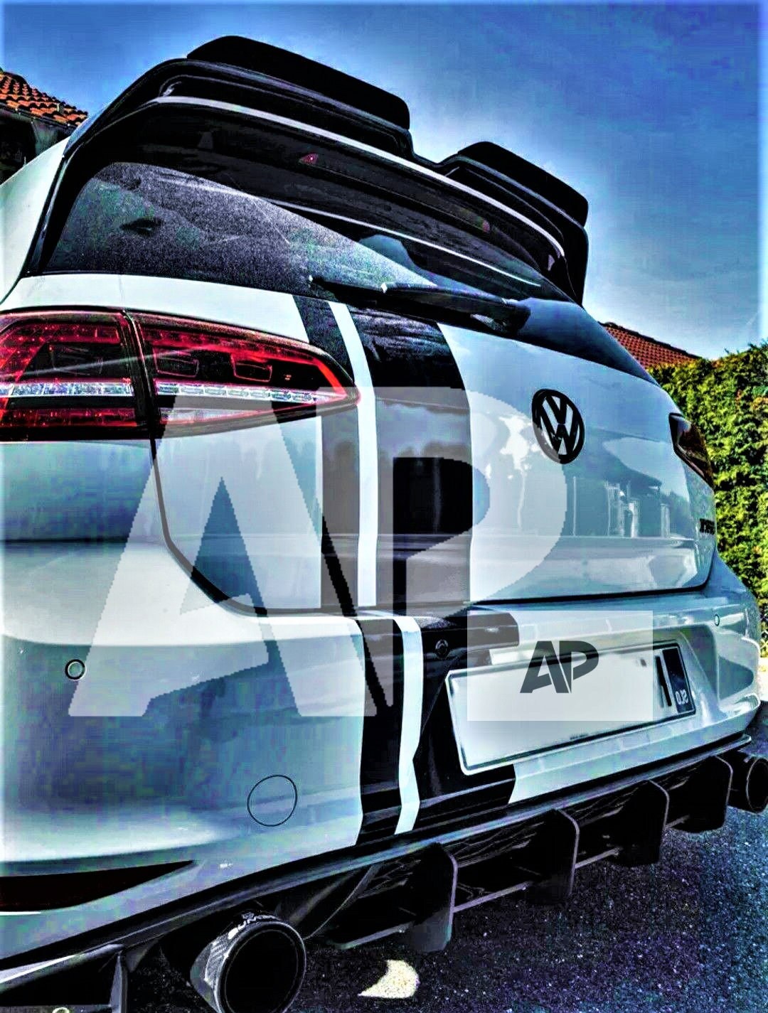 VW Golf R GTD GTI Oettinger Style Gloss Black Spoiler Extensions MK7 ...
