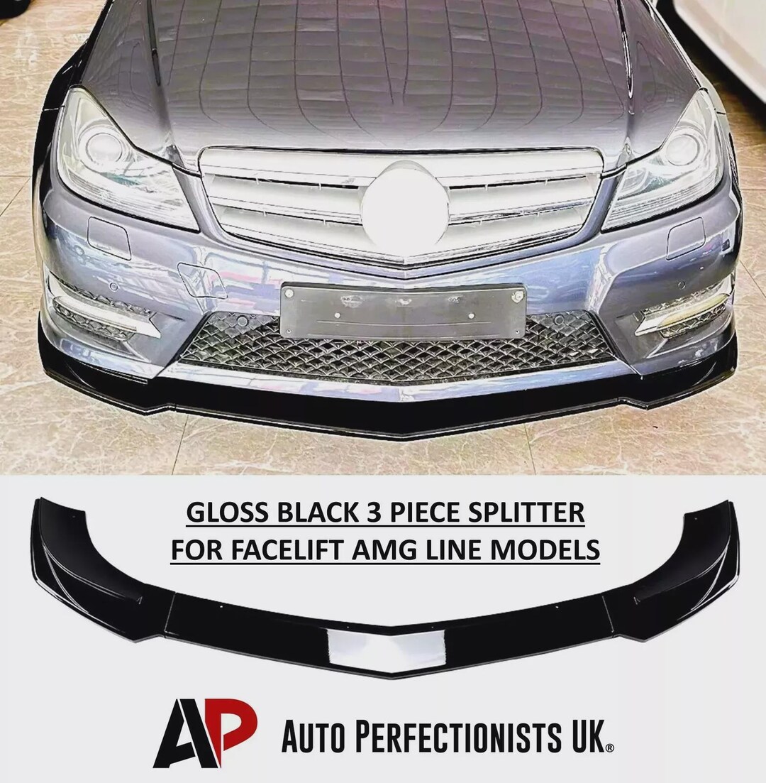Mercedes C Class W204 AMG Line Black Splitter Spoiler Lip 2011-2014 - Etsy