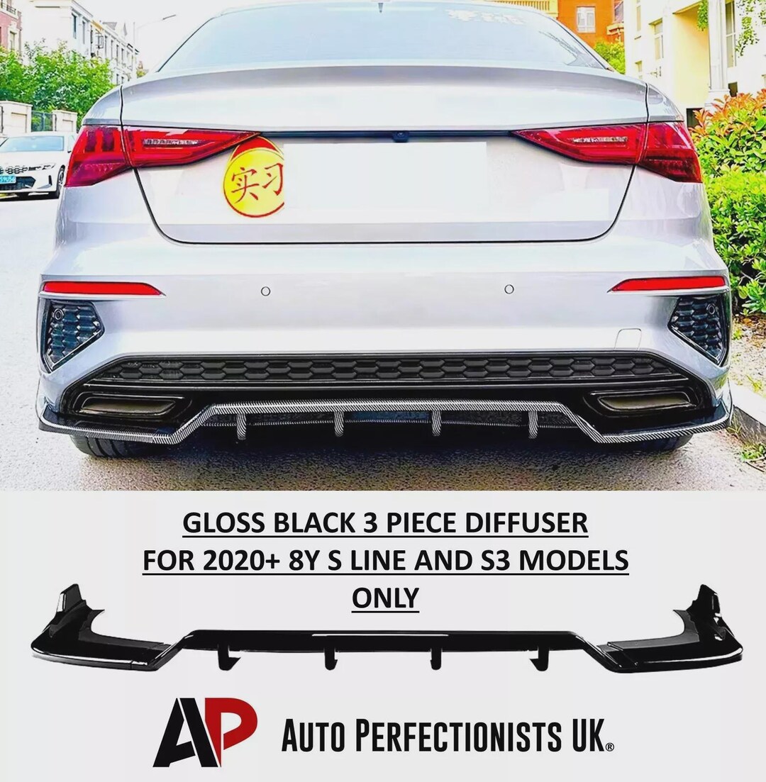 Audi S3 A3 S Line Diffuser 8Y Saloon Rear Lip Valance 2020+ Bumper Lip ...