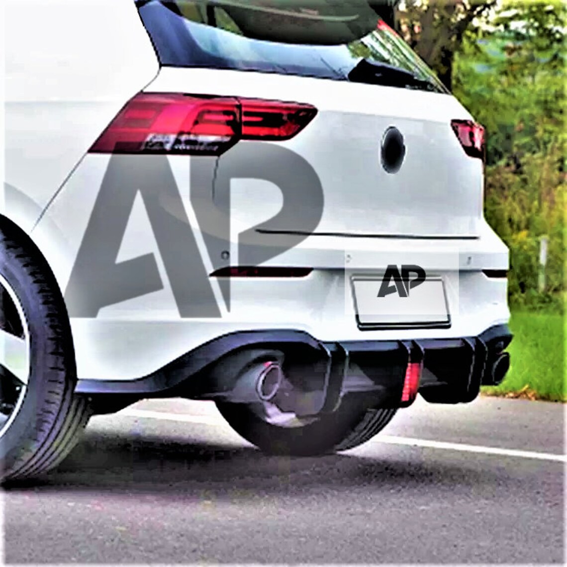 VW Golf MK8 R Line Rear Blade Diffuser & Side Splitters With F1 Lamp ...