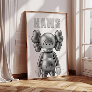Silver KAWS Figure Printable Wall Art, Set of 3 Prints, Hypebeast ...