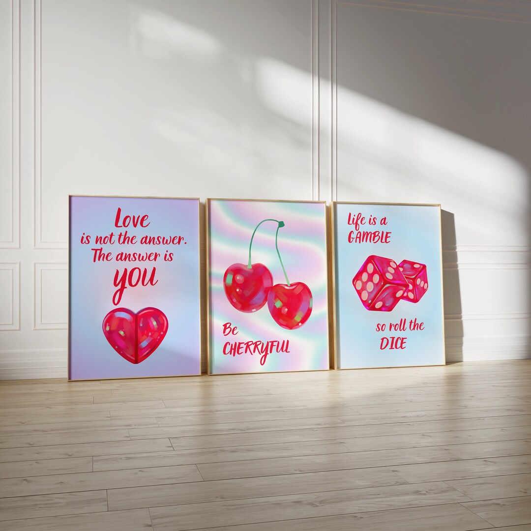 Preppy Wall Prints 3er Set, Holografisch, Retro Prints, Y2k, Groovy ...