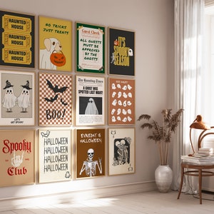 Spooky Cute Halloween Print Set of 35, Retro Halloween Posters ...