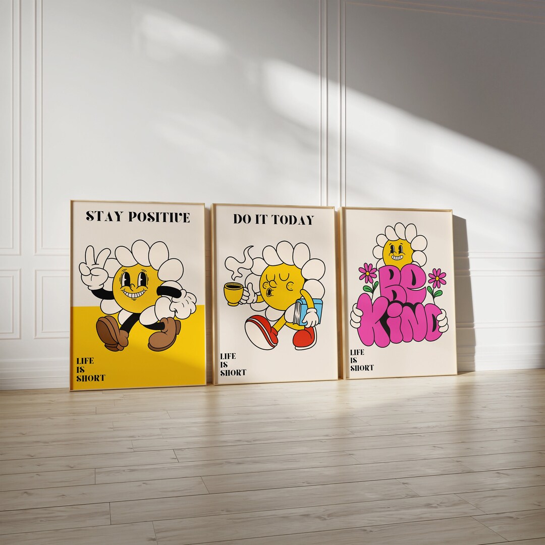 Retro Motivational Quote Wall Posters, Daisy Posters, Digital Prints ...