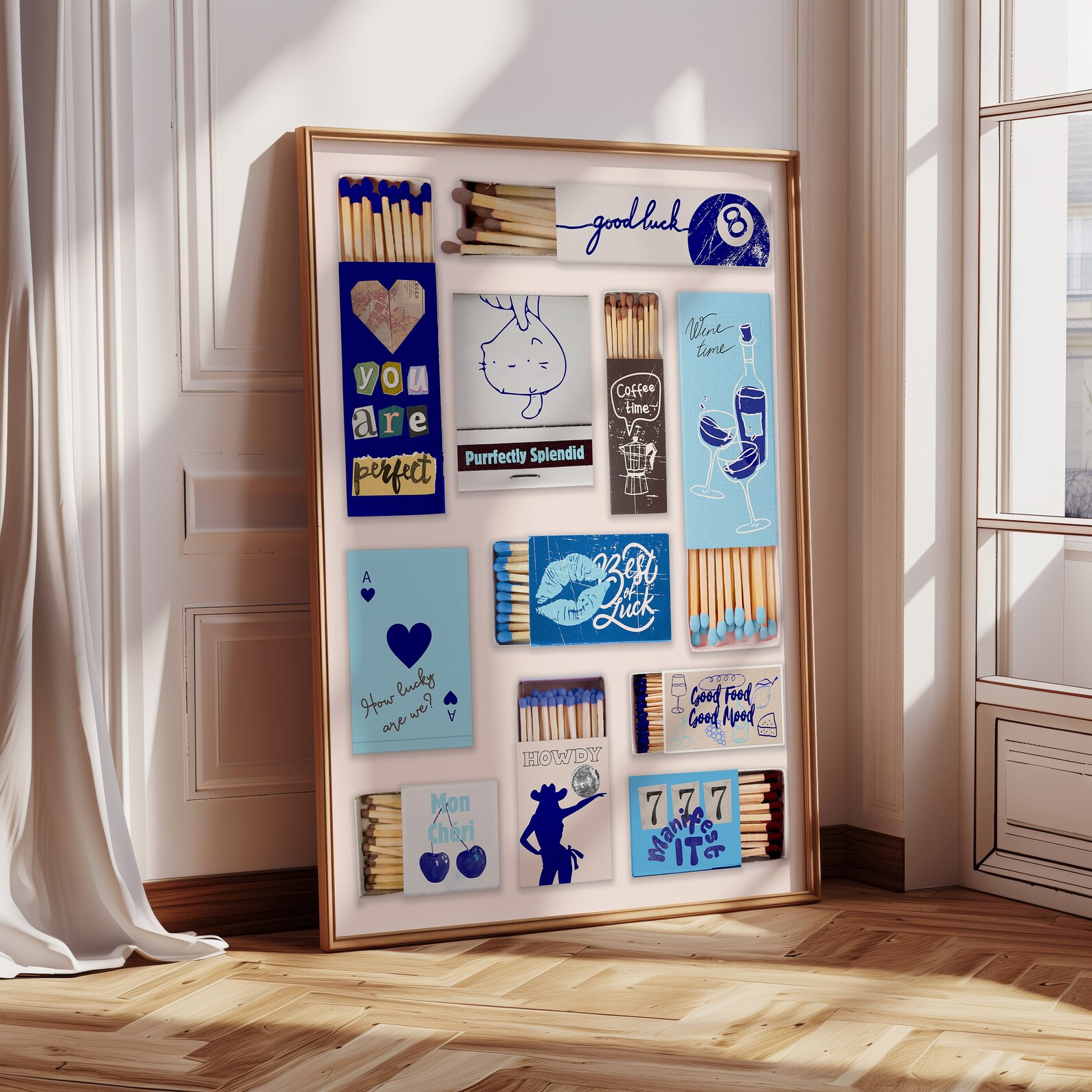 Blue Matchbox Print, Vintage Matchbox Poster, Trendy Matches, Retro ...