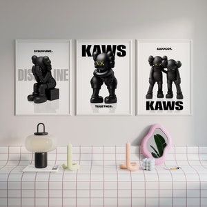 Black KAWS Figure Printable Wall Art, Set of 3 Prints, Hypebeast ...