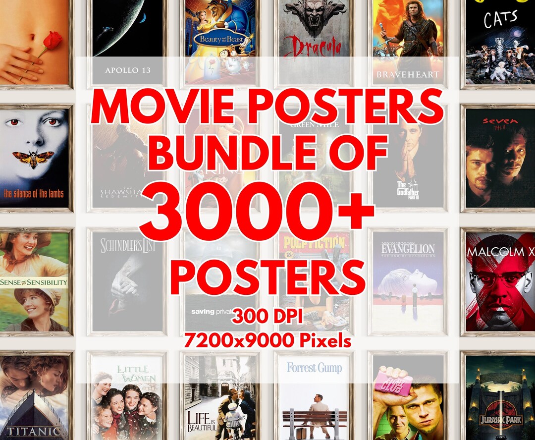 Movie Posters Bundle of 3000, Vintage, Retro, Anime, International ...