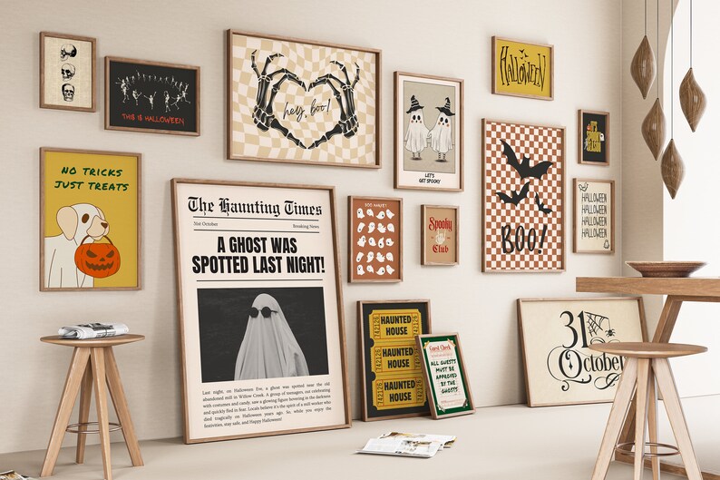 Spooky Cute Halloween Print Set of 35, Retro Halloween Posters ...