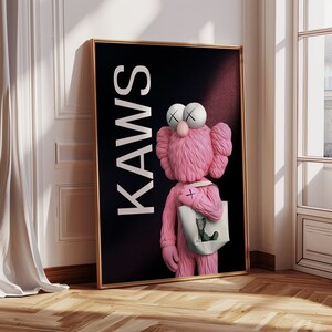Pink KAWS Figure Printable Wall Art, Set of 3 Prints, Hypebeast Figures ...