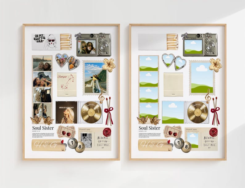 Editable Matchbook Art, Bestie Collage Design, Personalized Matchbox ...
