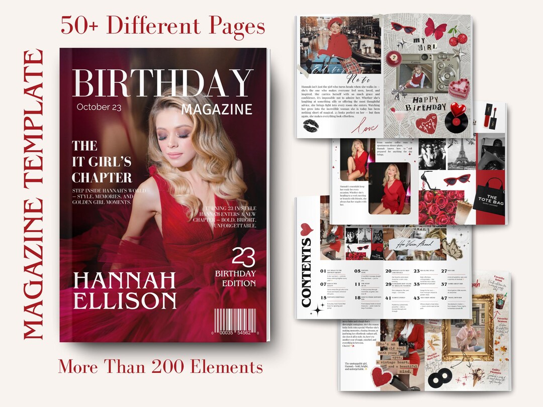 Birthday Magazine Template, Canva Template, Personalized Birthday ...