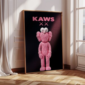 Pink KAWS Figure Printable Wall Art, Set of 3 Prints, Hypebeast Figures ...