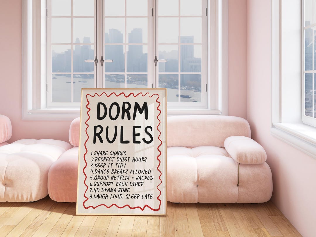 Dorm Rules Art Print, Motivational Wall Art, Roommate Agreement, Trendy ...