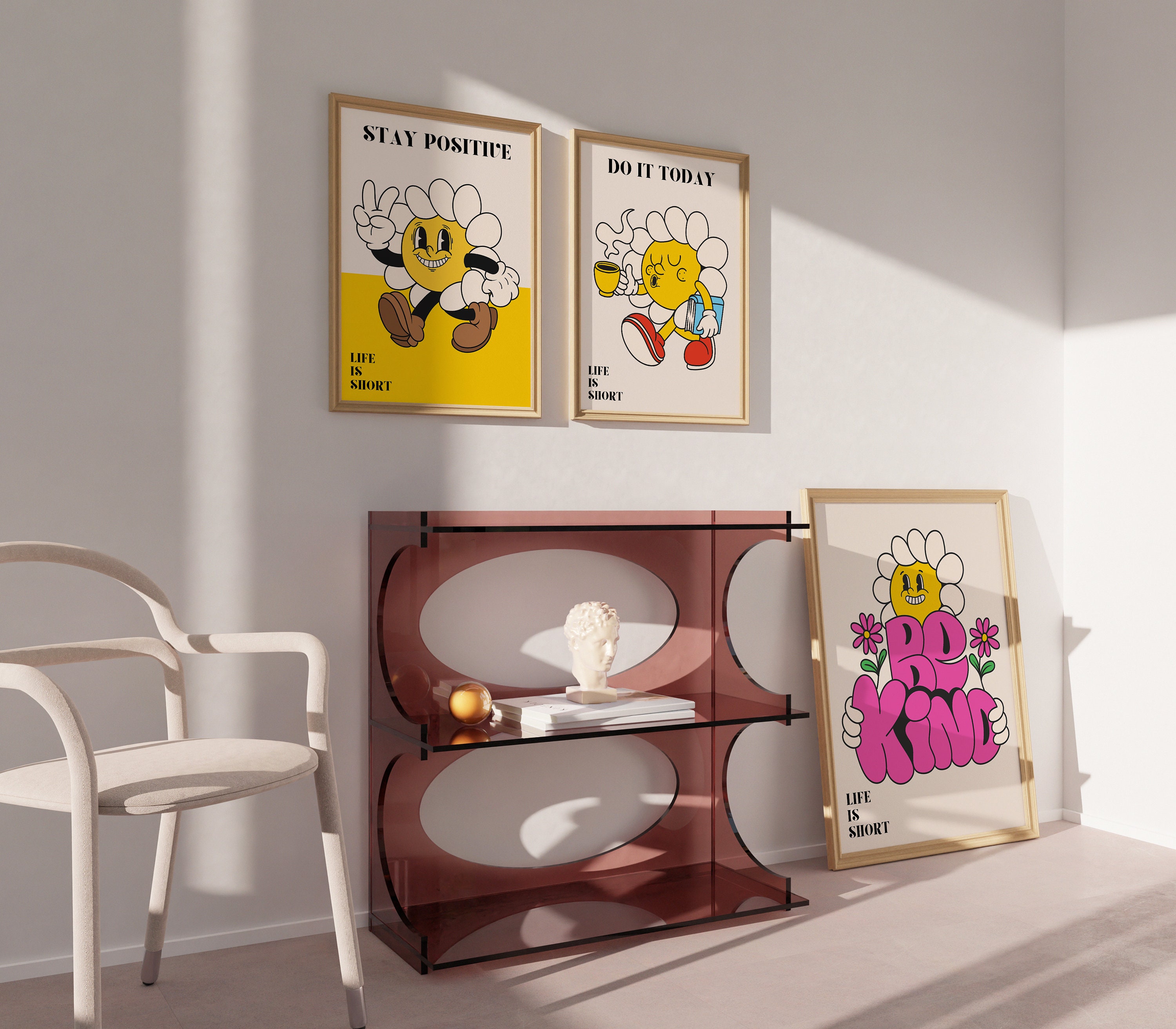 Retro Motivational Quote Wall Posters, Daisy Posters, Digital Prints ...