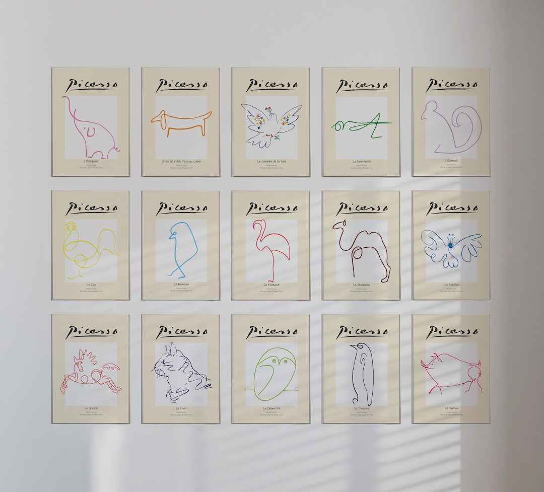 Picasso Line Art, Picasso Animal Sketch, Colorful Animals, Animal ...