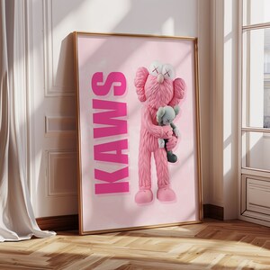 Pink KAWS Figure Printable Wall Art, Set of 3 Prints, Hypebeast Figures ...