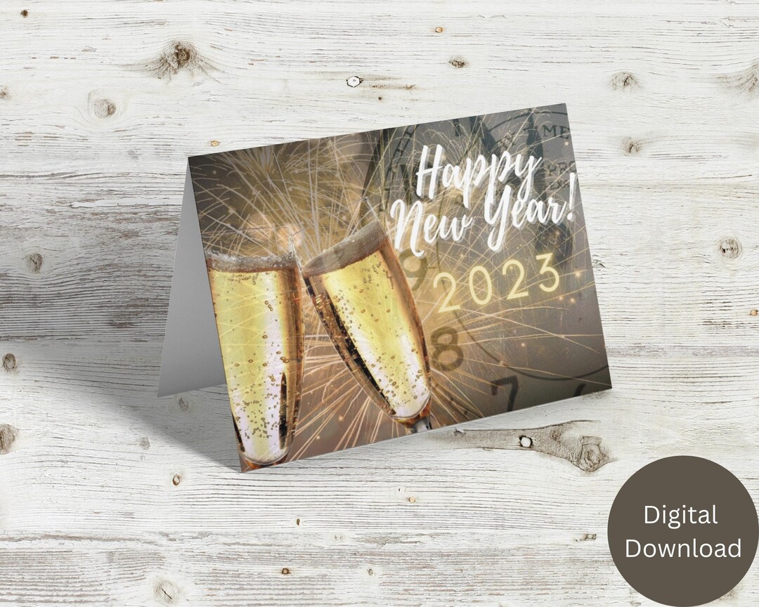 2023 Happy New Year Card, New Year Card 2023 Printable, 7x5 in ...