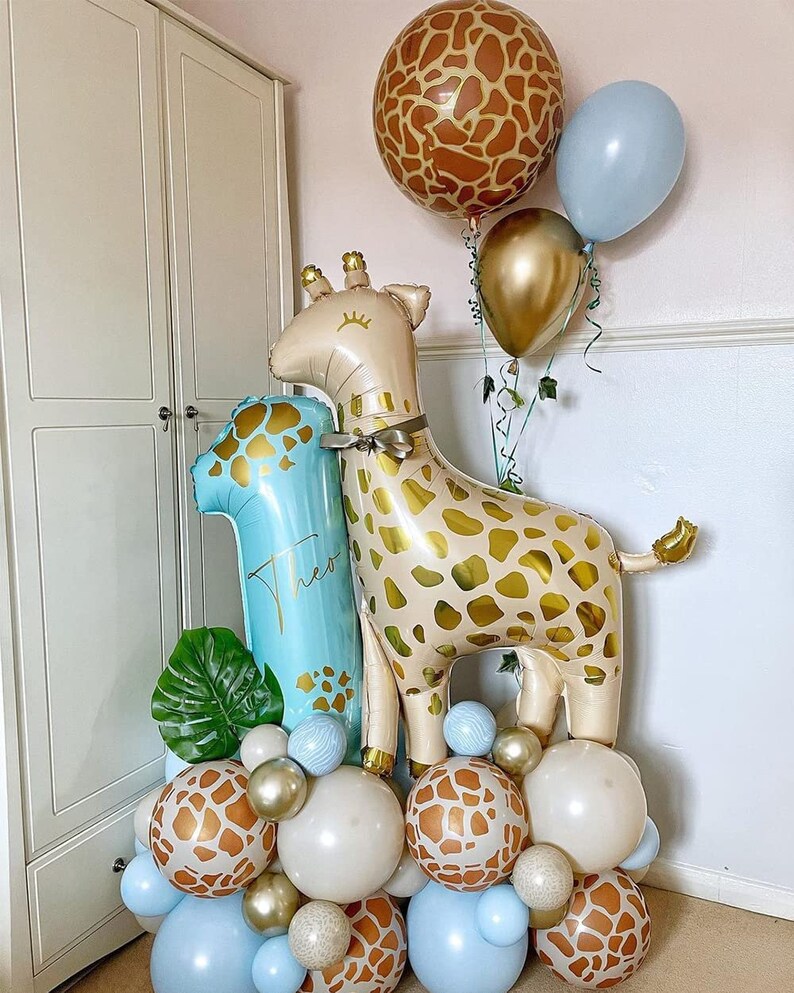 135pcs Giraffe Print Balloon Garland Arch Kit Jungle Safari Animal ...