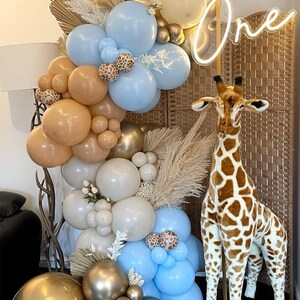 135pcs Giraffe Print Balloon Garland Arch Kit Jungle Safari Animal ...