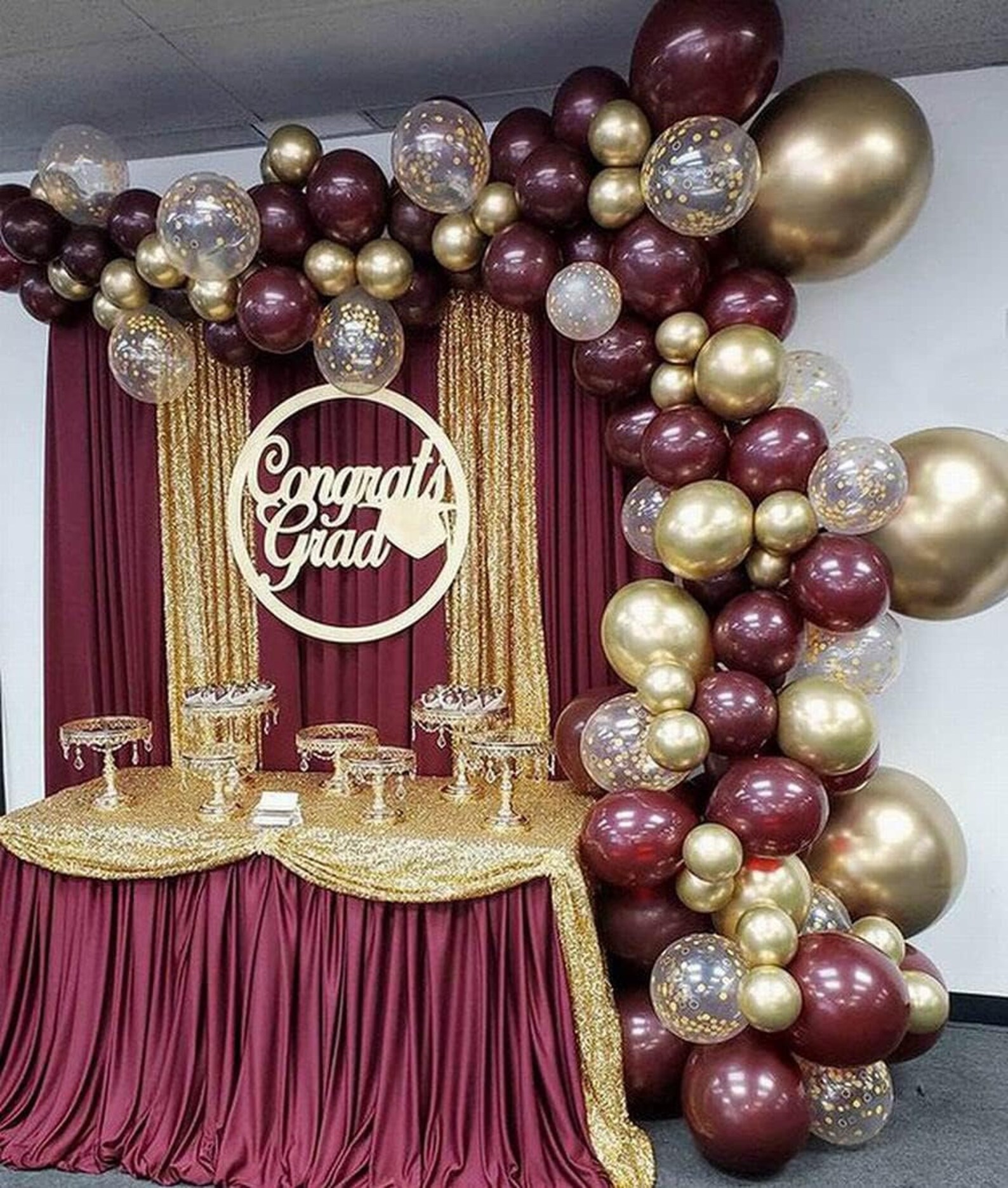 118pcs Burgundy Gold Balloon Arch Garland Kit Wine Red Metallic Gold ...