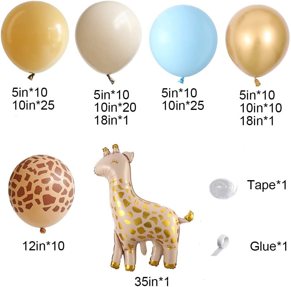 135pcs Giraffe Print Balloon Garland Arch Kit Jungle Safari Animal ...