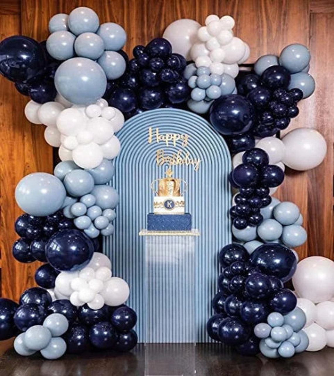 Navy Blue Balloon Garland Double Stuffed Dark Blue Pearl Latex Balloons Different Sizes 18in ...