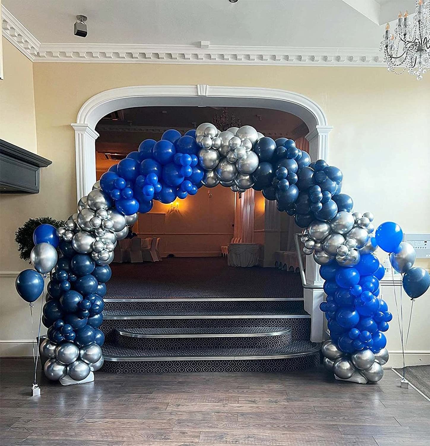160 PCS Navy Royal Blue Silver Balloon Garland Kit Balloons Arch for ...