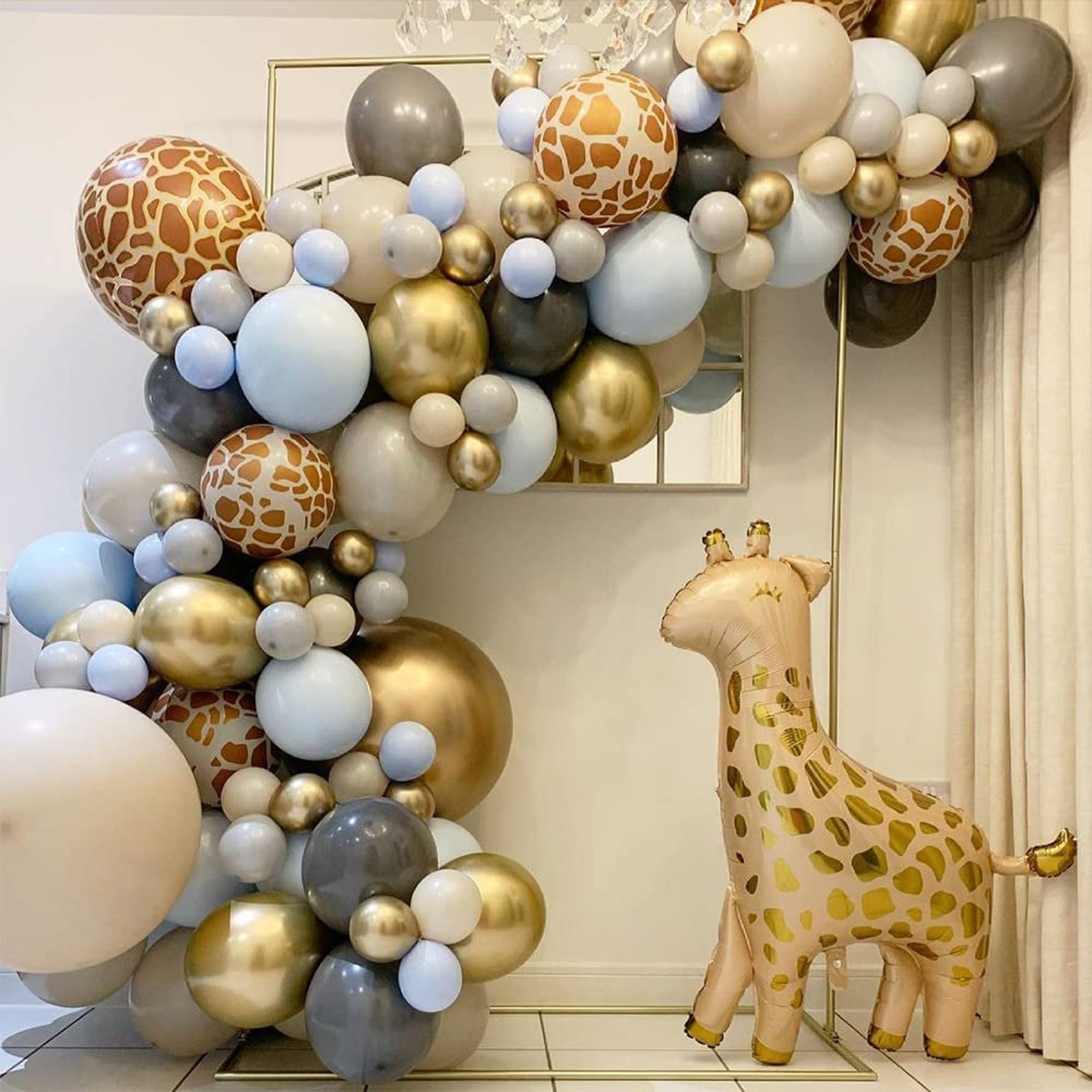 135pcs Giraffe Print Balloon Garland Arch Kit Jungle Safari Animal ...