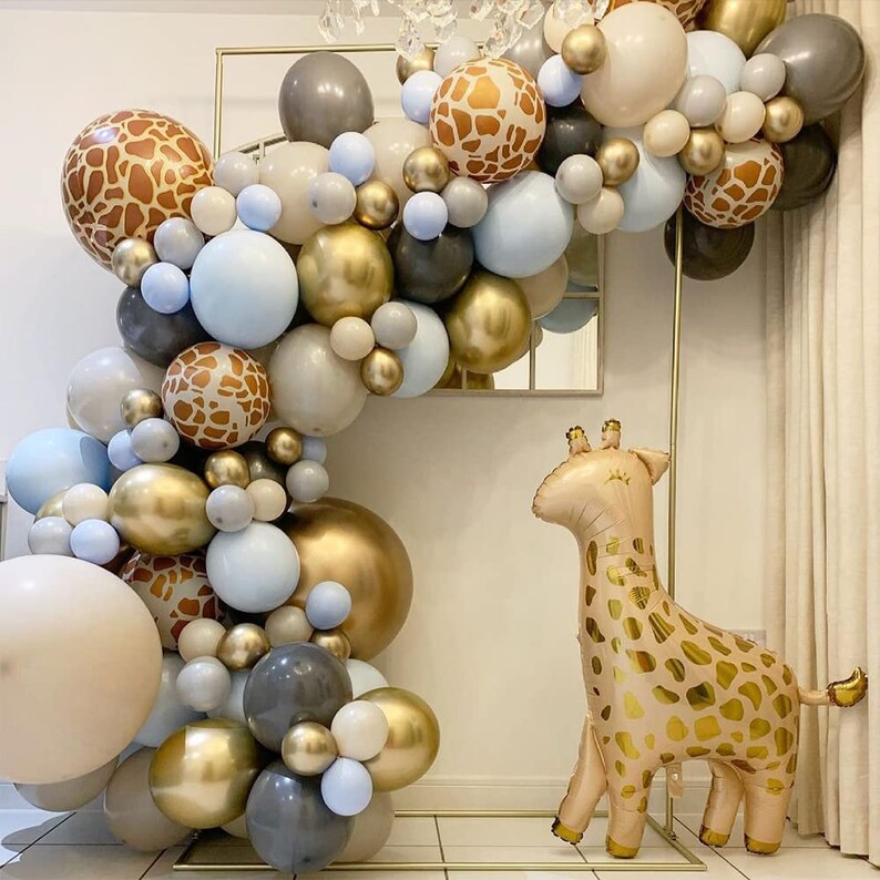 135pcs Giraffe Print Balloon Garland Arch Kit Jungle Safari Animal ...