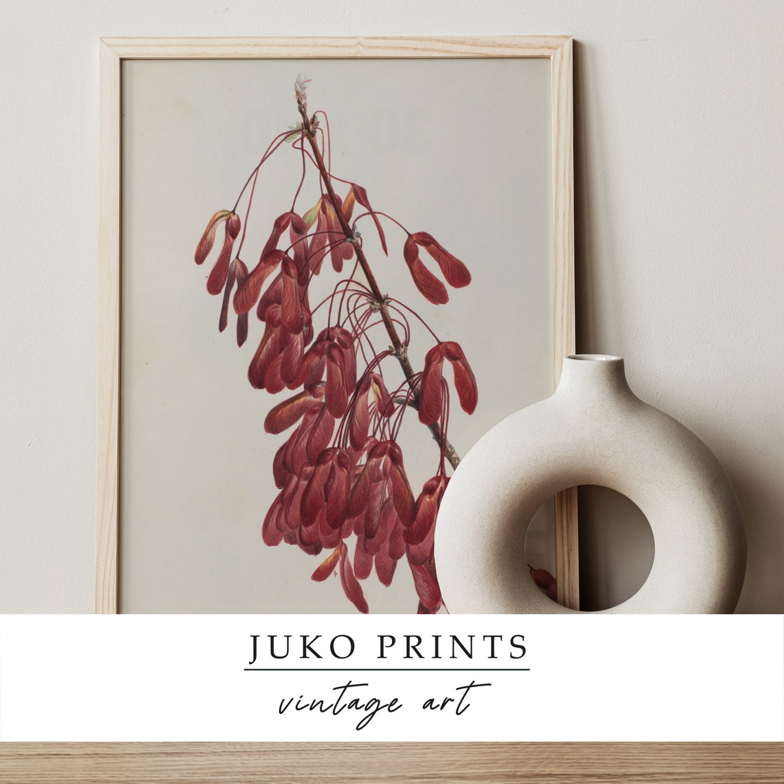 Red Printable Vintage Gallery Wall Art Set Set of 5 five Prints Antique ...