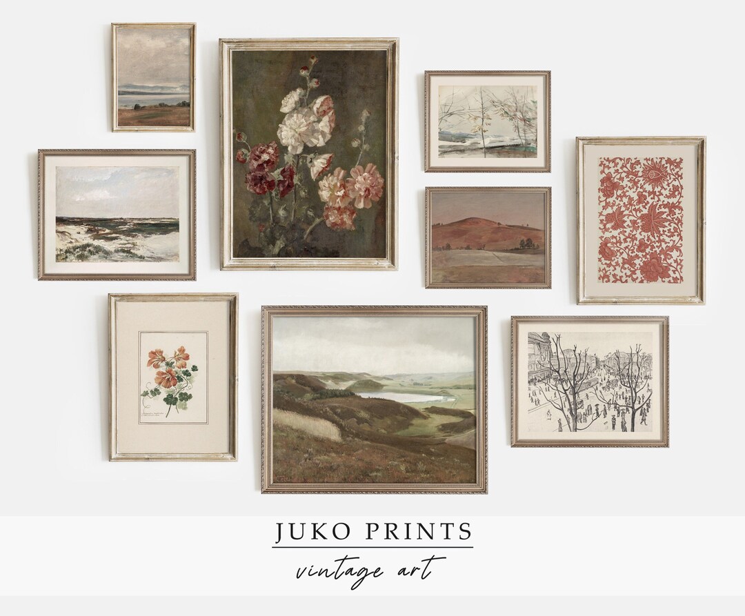 Printable Vintage Gallery Wall Art Set of 9 nine Paintings for Home ...