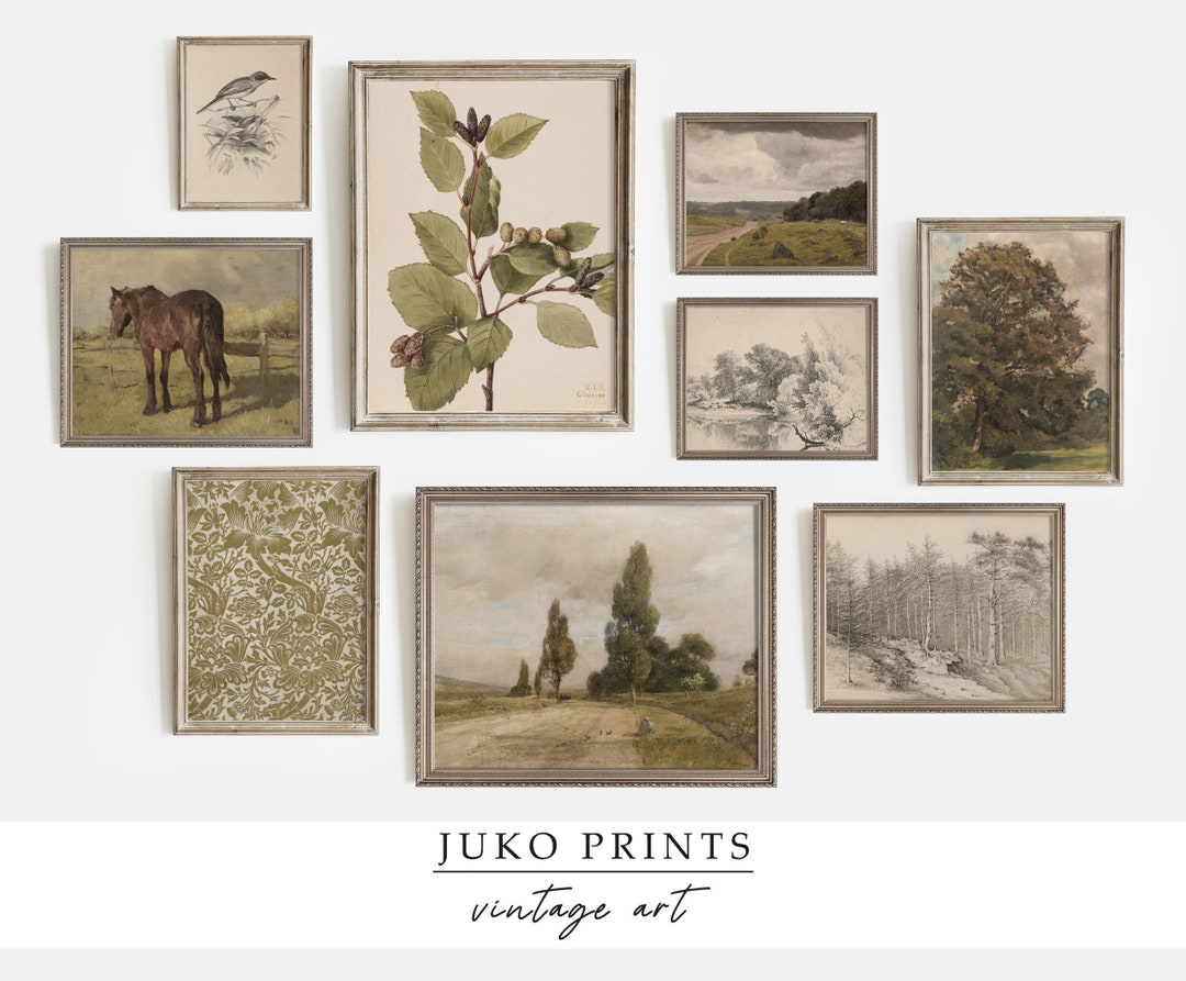 Printable Vintage Gallery Wall Art Set of 9 nine Prints Antique Prints ...