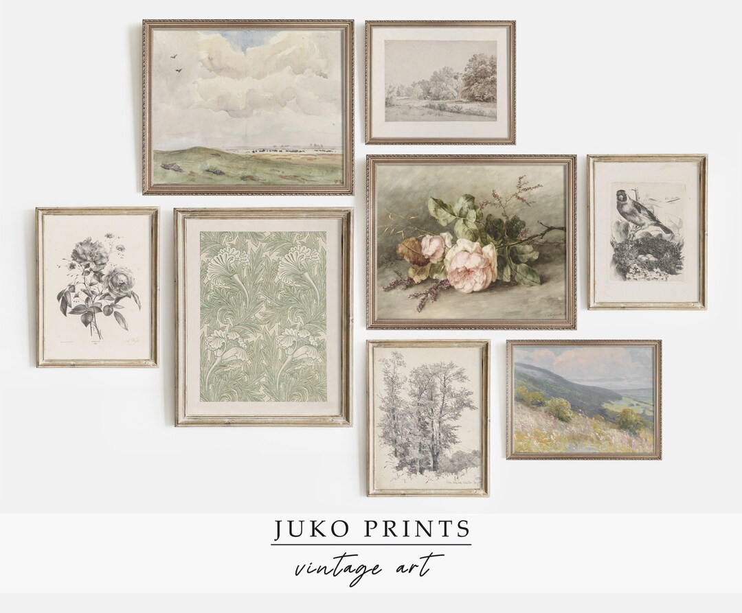 Printable Wall Art Vintage Gallery Wall Set of 8 eight - Etsy